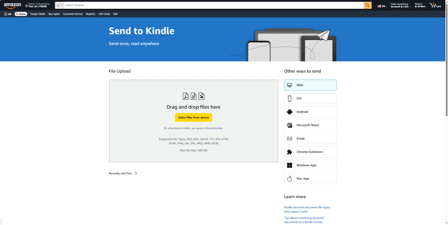 使用网页版的 Send To Kindle - 白宦成